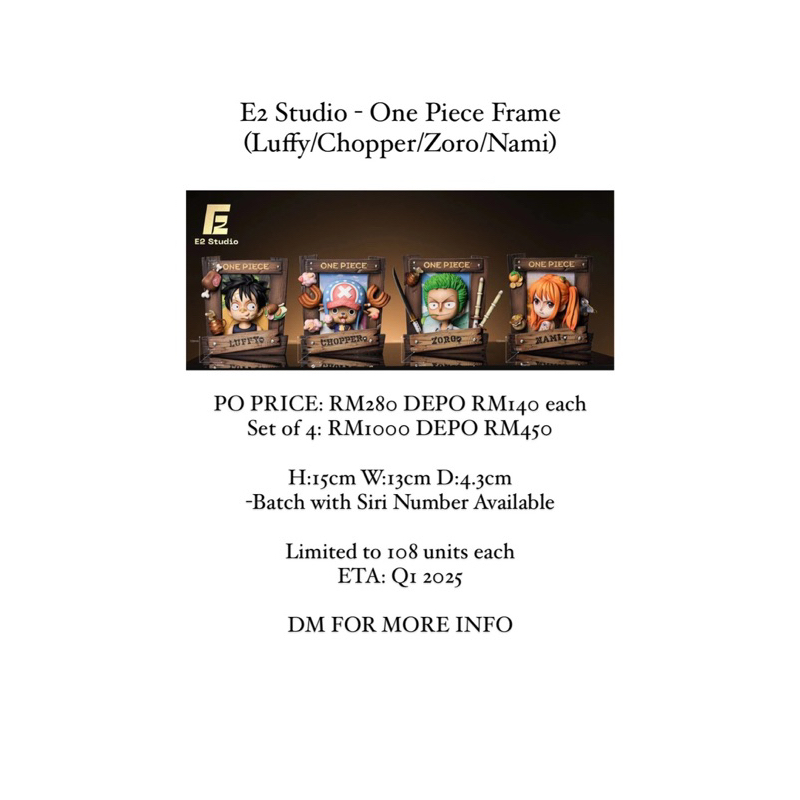 E2 Studio - One Piece Frame(Luffy/Chopper/Zoro/Nami) | Shopee Malaysia