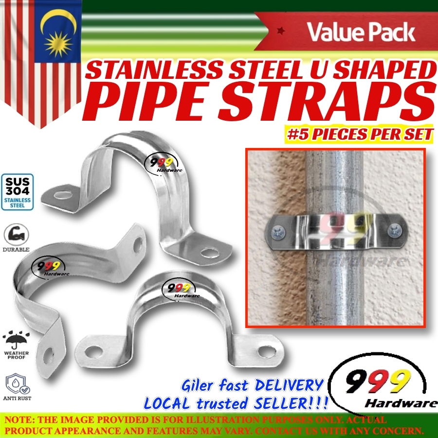 999【5pcs】Stainless Steel U Shaped Pipe Strap/ Plumbing Pipe Saddle ...