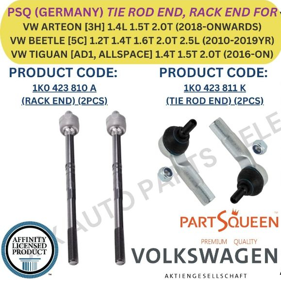 PSQ (VW OEM) TIE ROD END, RACK END (INNER, OUTER) FOR VW ARTEON [3H] '18YR-ON / BEETLE [5C ...