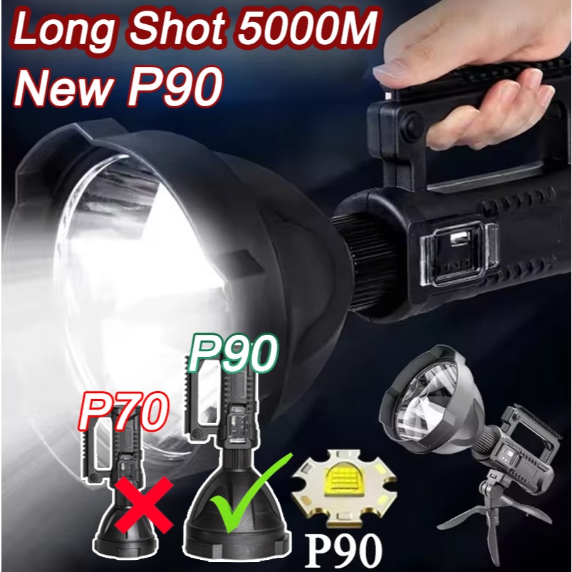 Portable Powerful XHP90 LED Flashlight Handheld long shot lampu suluh ...