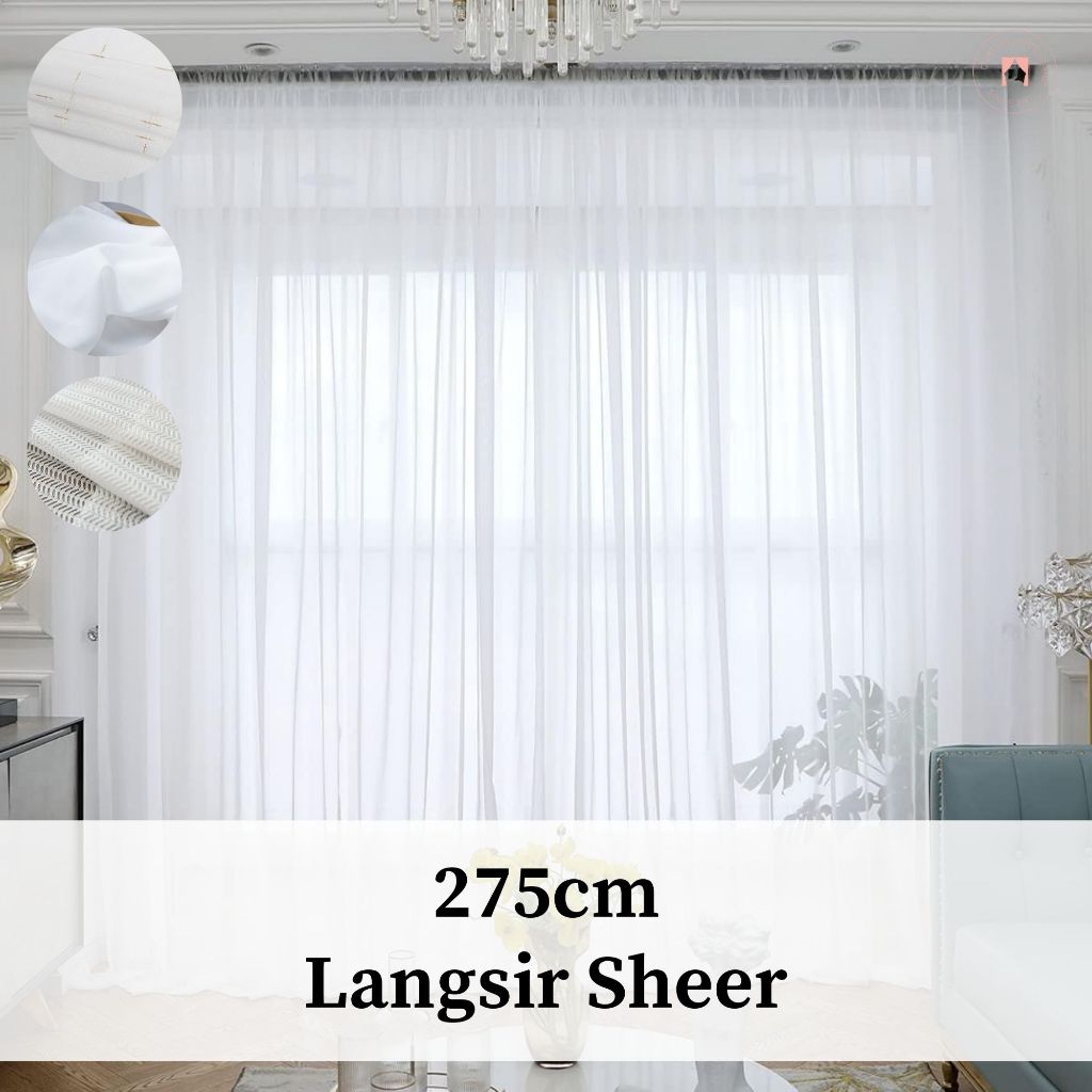 Langsir Sheer Labuh『 9 kaki -275 cm 』Langsir Lining Siang Curtain ...