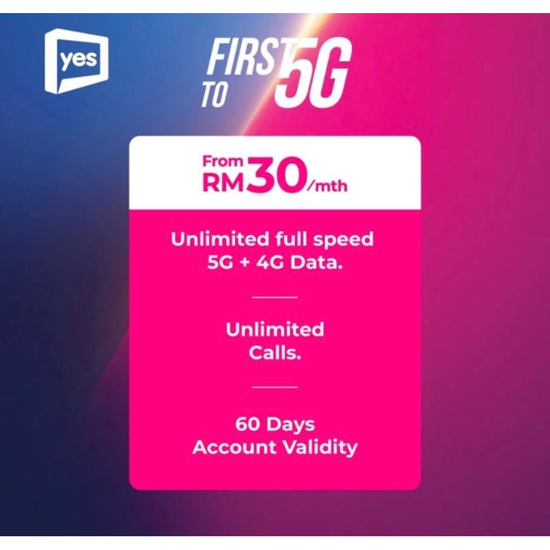 Simkad Yes 5G Unlimited ( Siap Langganan sebulan ) | Shopee Malaysia