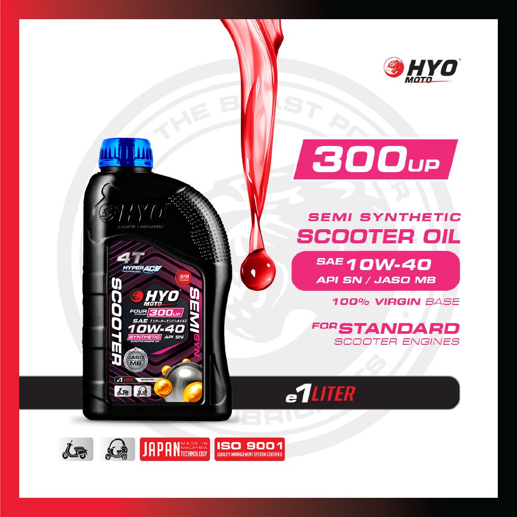 [HYO MOTO] 300UP Semi-Synthetic SAE 10W40 - 4T Scooter Engine Oil (1 ...