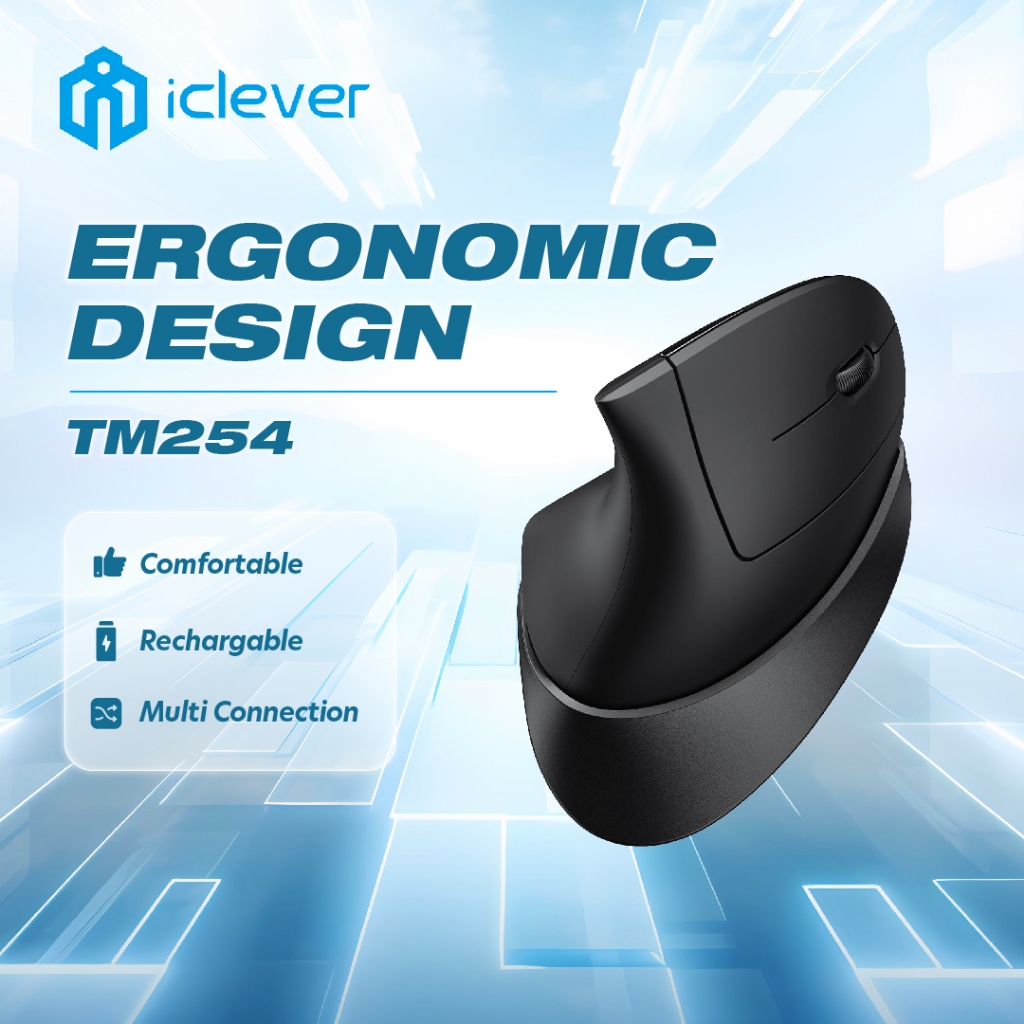 iClever TM254 Ergonomic Mouse, 2.4G Wireless Vertical Rechargeable ...