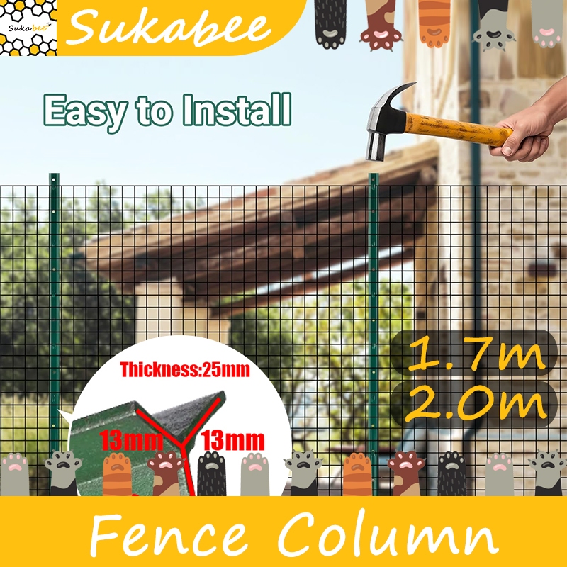 🚚WARRANTY🚚 1.7m 2m Pagar Cyclone Fence Column Triangle Steel Iron ...