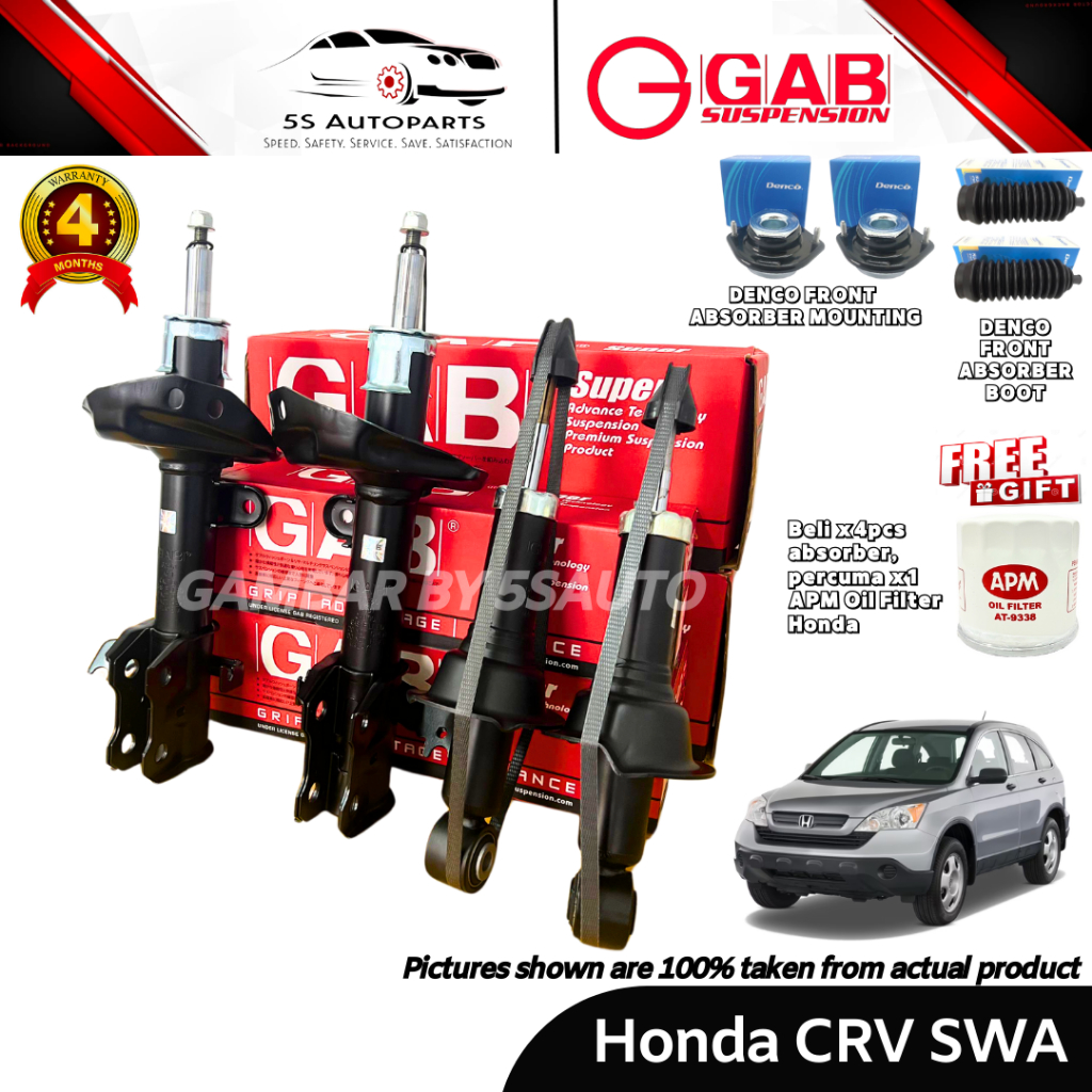Gab Honda CRV/CR-V SWA Front (Depan) & Rear (Belakang) Gas Absorber W/Denco Boot & Mounting (2 ...