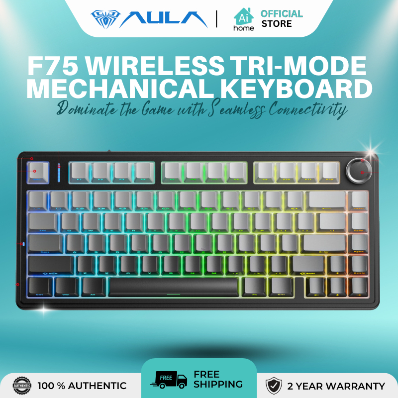 AULA F75 Wireless Tri-Mode Mechanical Gaming Keyboard Gradient Grey ...