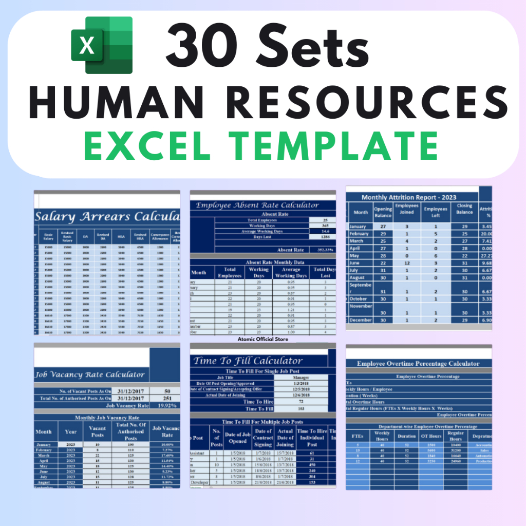 🔥INSTANT🔥 30 Sets Human Resources (HR) Excel Template : Excel ...