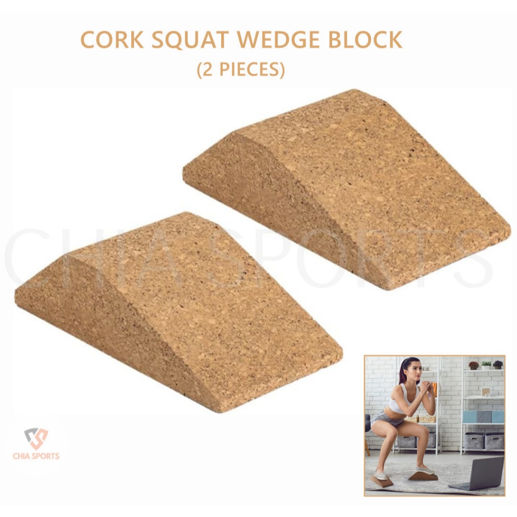 Cork Squat Wedge Block 2pcs Slant Ramp Board Calf Stretch Weightlifting ...