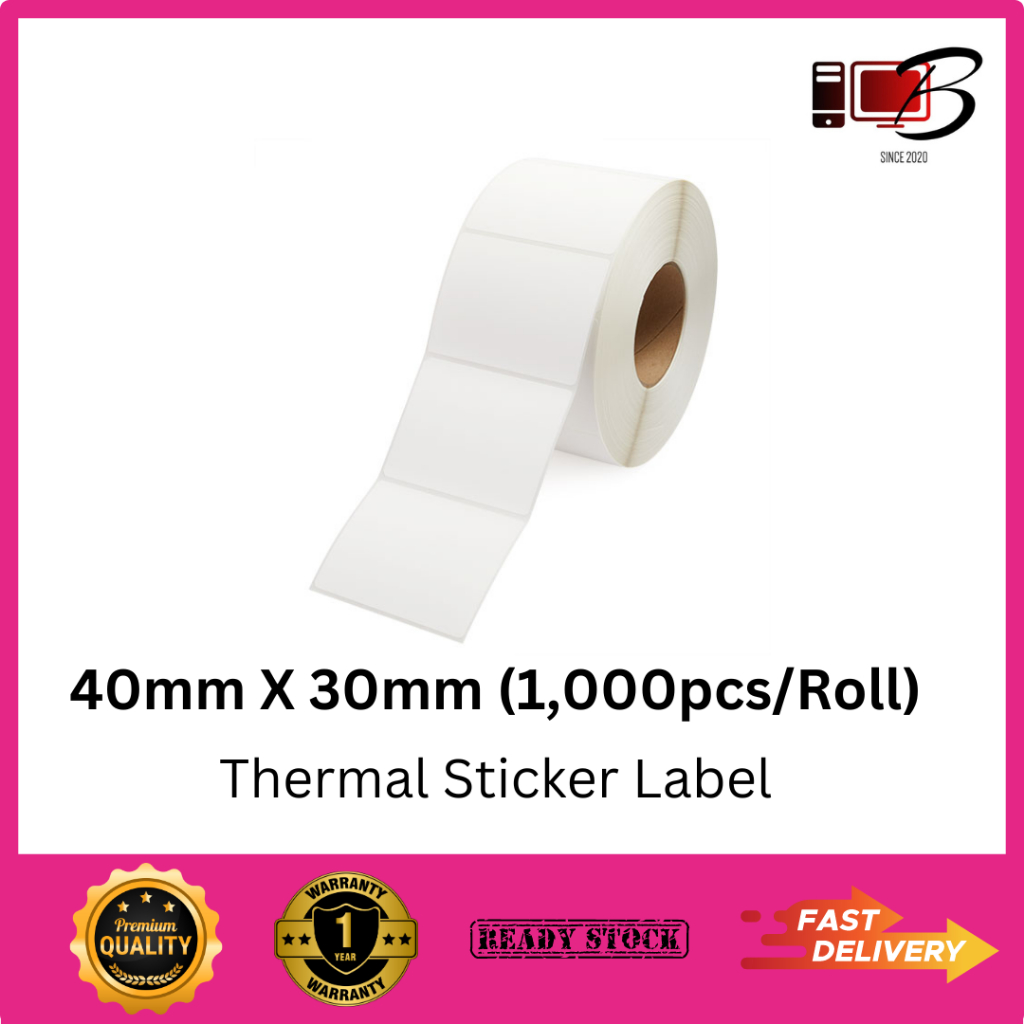 Thermal Sticker Label Thermal Barcode Sticker 40mm X 30MM 1000PCS Label ...