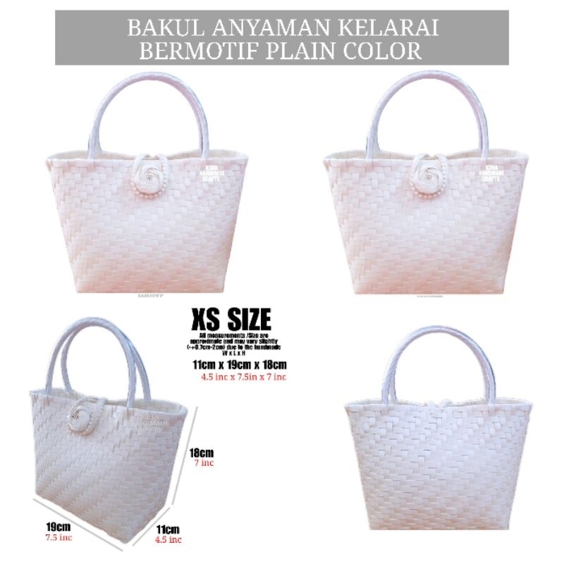 READY STOCK!! BAKUL ANYAMAN KELARAI BERMOTIF PLAIN COLOR MINI XS SIZE ...