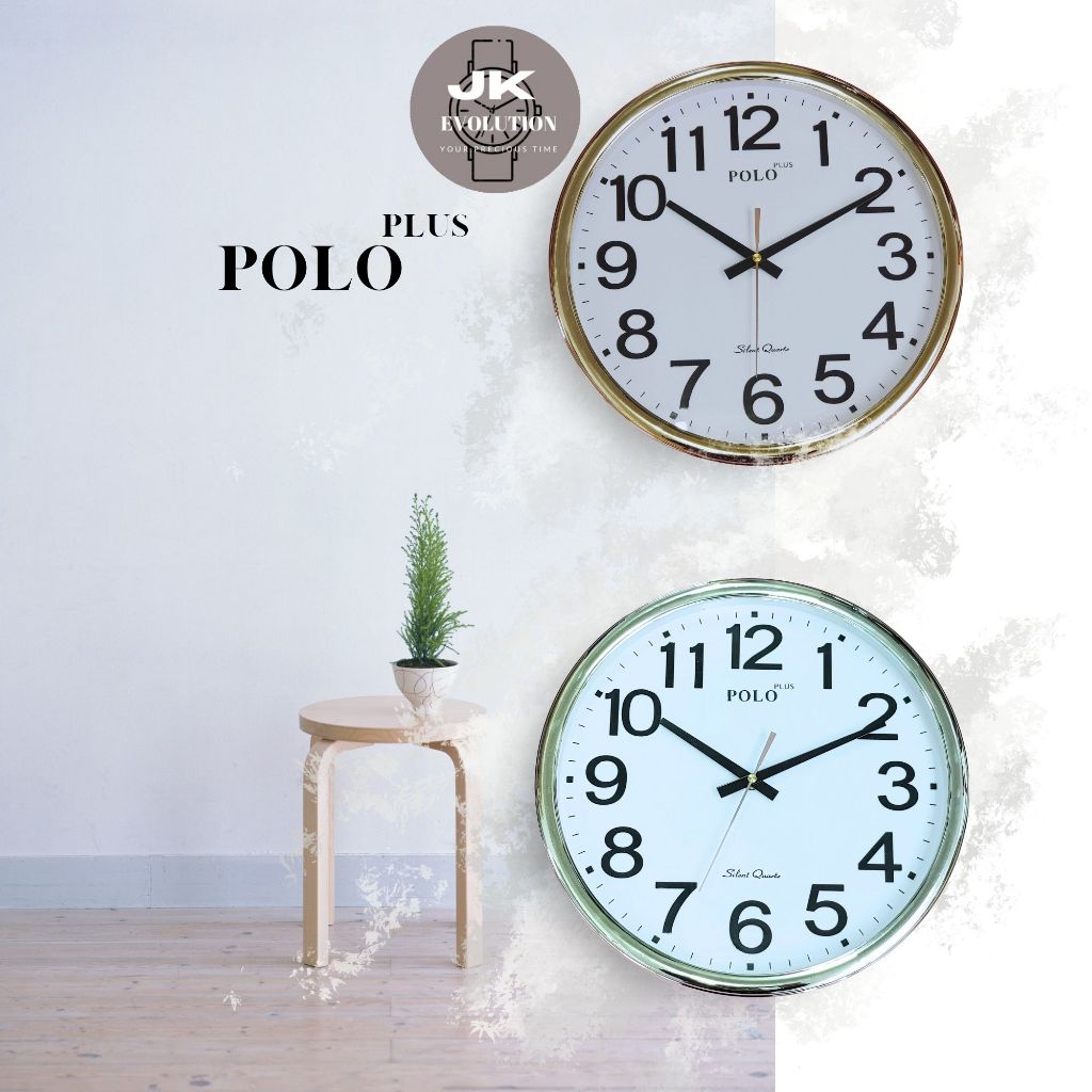 POLO PLUS 9144 Original Analog Quartz Large Size Wall Clock Color Gold ...