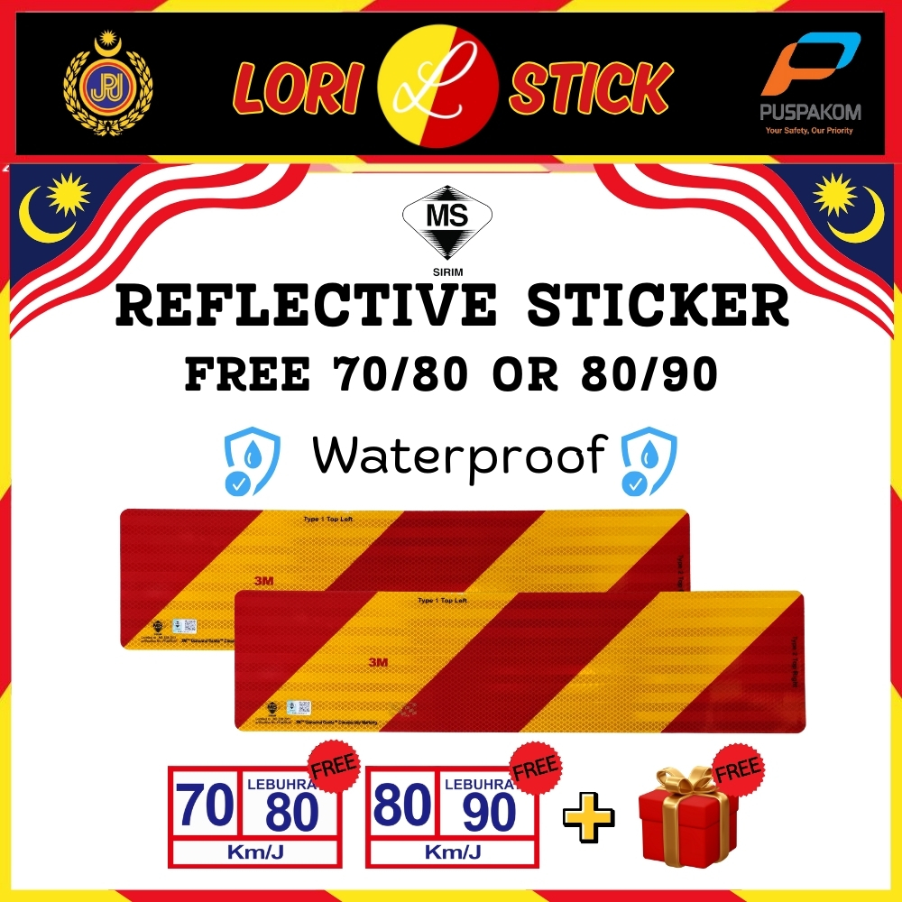 Loristick 1 Pair 3M Diamond Grade Reflector Sticker SIRIM PUSPAKOM JPJ ...