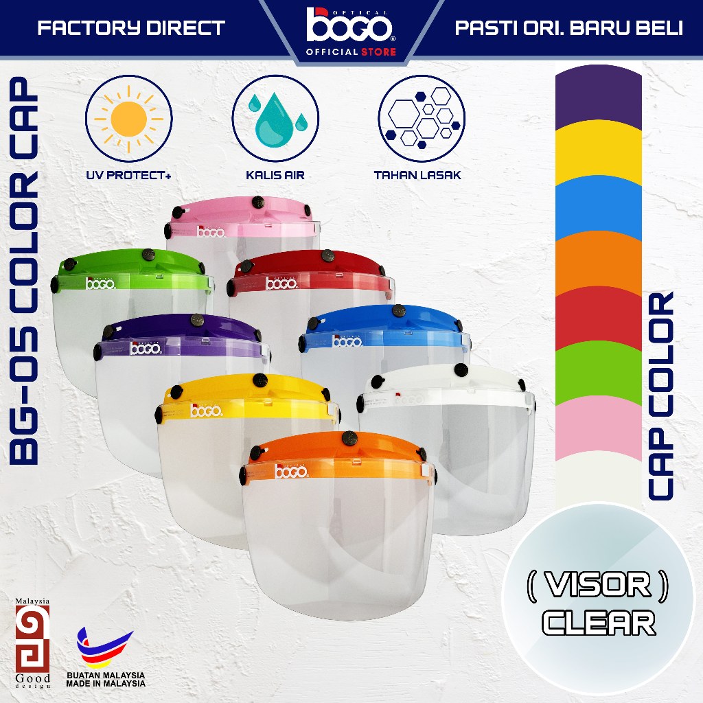 BOGO Visor Helmet BG05 Colored Cap (Clear Visor) - 3 Button Full Face ...
