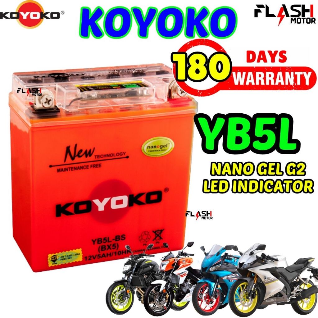 YB5L KOYOKO GEL G2 Battery Bateri Batteri Motor KRISS SMASH CLICK LC135 ...