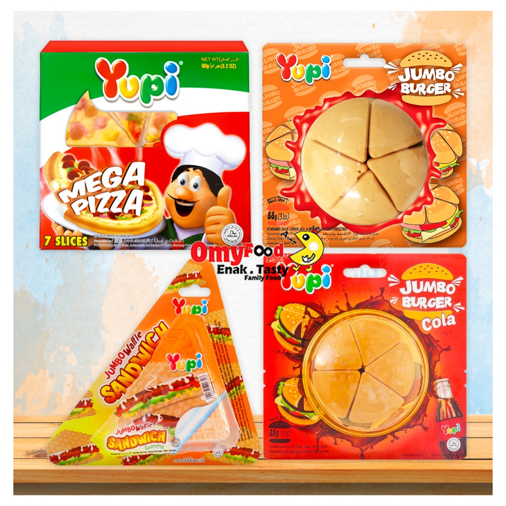 90g / 88G Yupi Gummy [Jumbo Burger / Jumbo Waffle Sandwich / Mega Pizza ...
