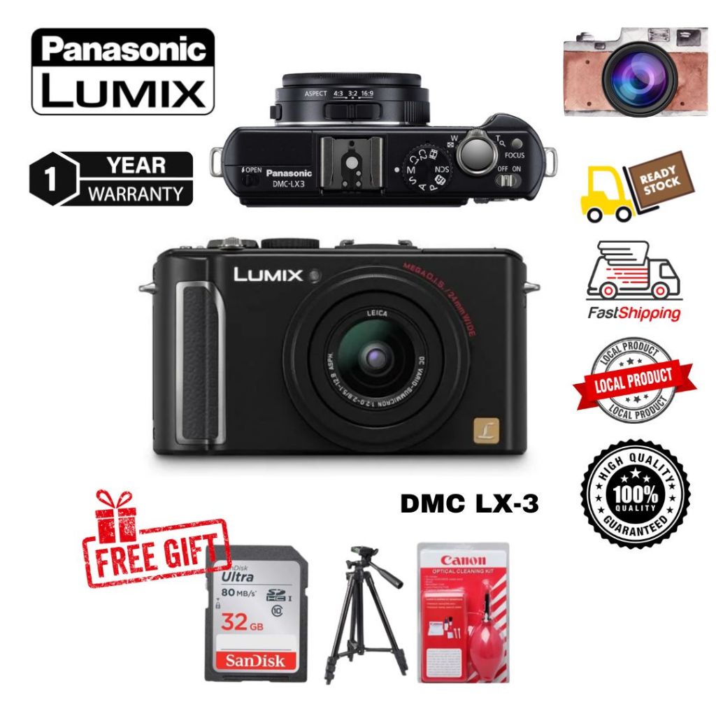 Panasonic Lumix DMC-LX3 CCD Camera Leica Lens 10.1MP ( 1 Year Warranty ...