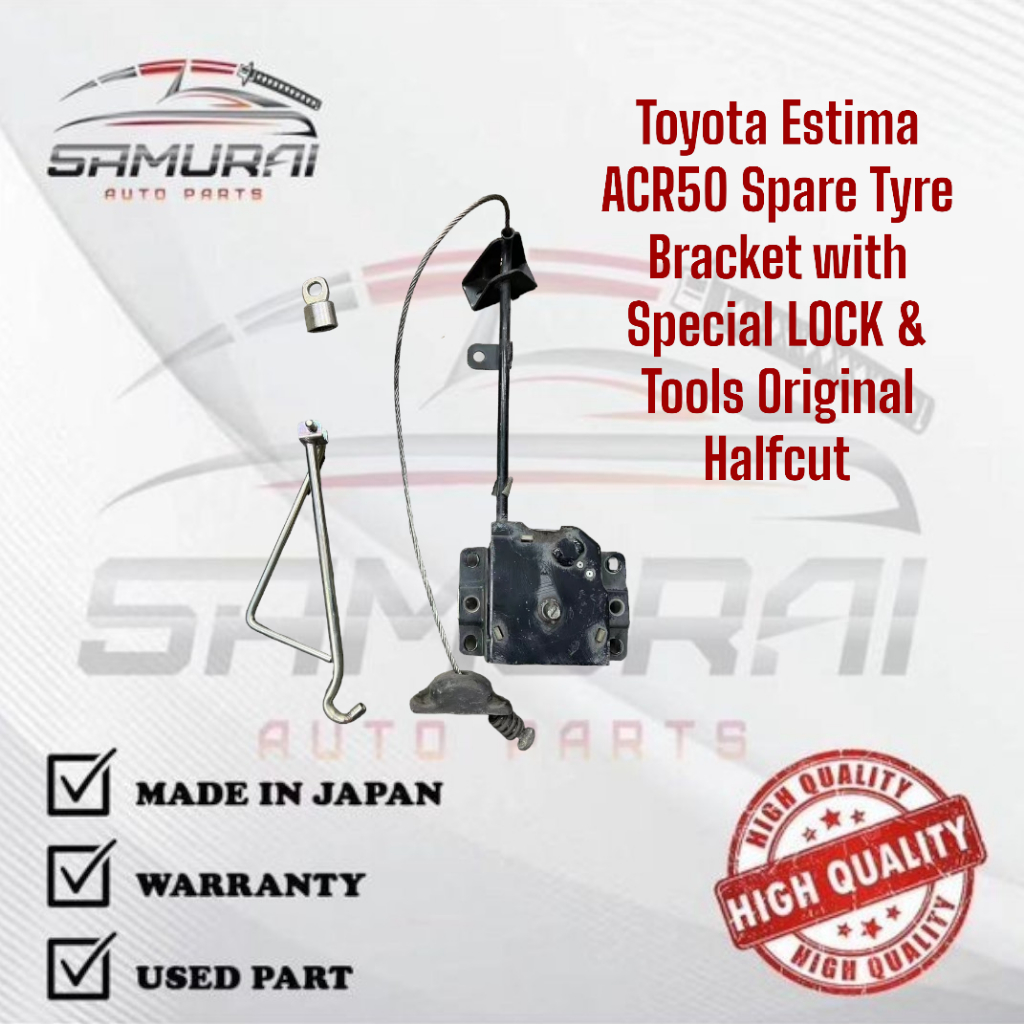 Toyota Estima ACR50 Spare Tyre Bracket with Special LOCK & Tools ...