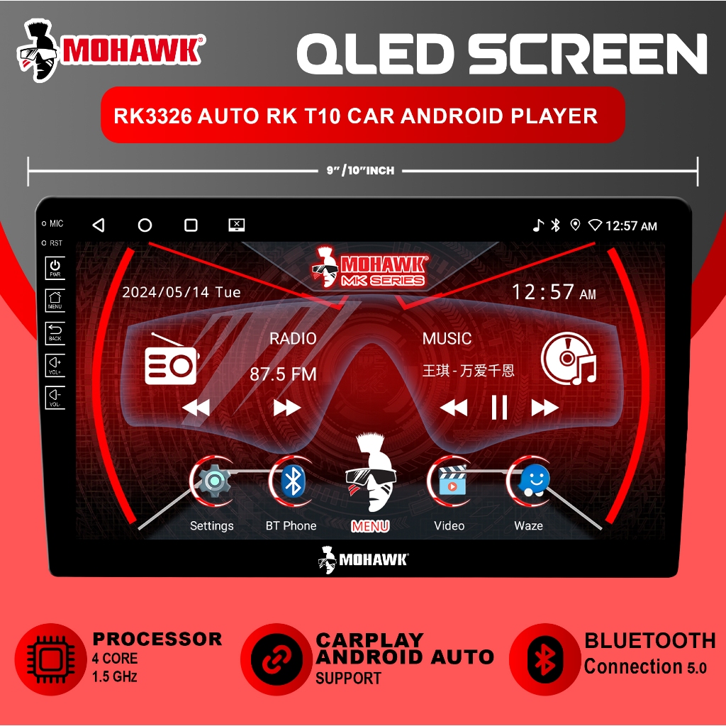 Mohawk MK Series Android Player QLED Plug n Play CarPlay (With Canbus ...