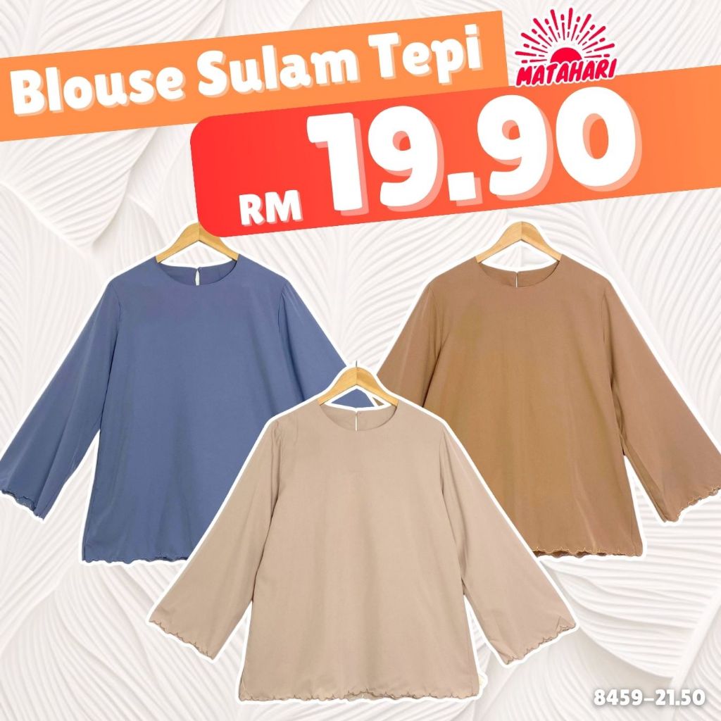 MATAHARI Blouse Sulam Biku tepi Muslimah Lengan Panjang Baju raya ...