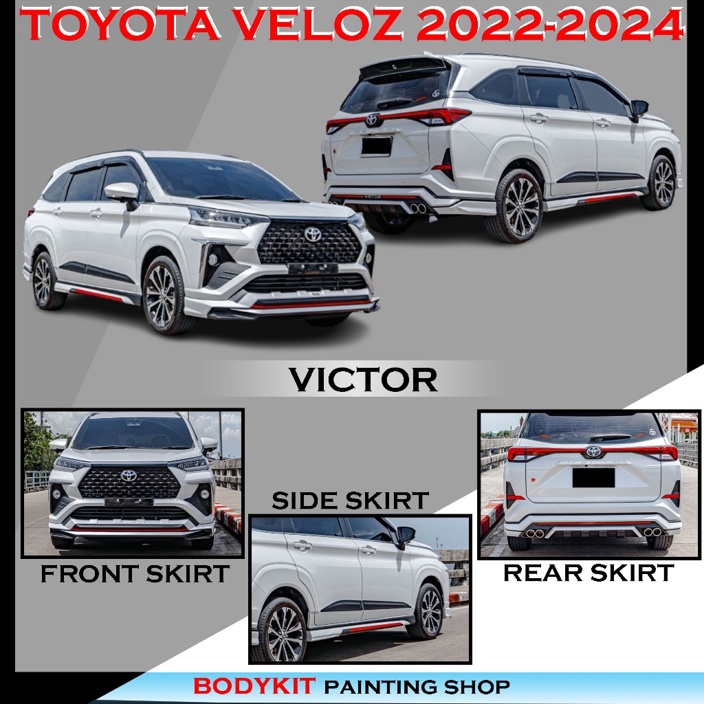 TOYOTA VELOZ 2022 2023 2024 VICTOR STYLE FULLSET SKIRTING (FRONT SKIRT ...