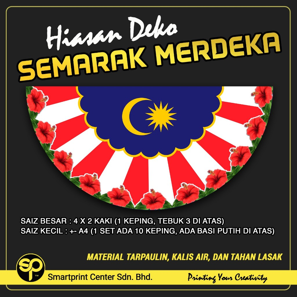BENDERA SEMARAK MERDEKA MATERIAL BANNER/TARPAULIN TAHAN LASAK KALIS AIR ...