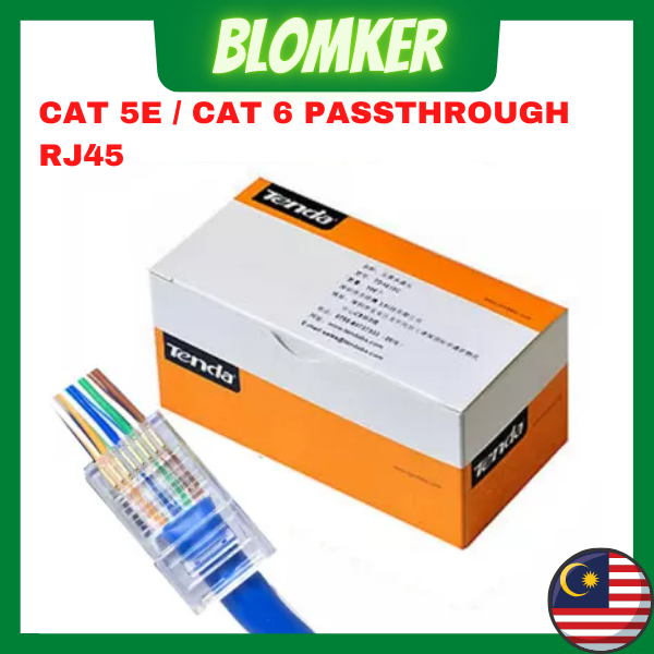 100pcs Tenda CAT5e RJ45 CAT6 Pass Through RJ45 Connector RJ 45 LAN ...