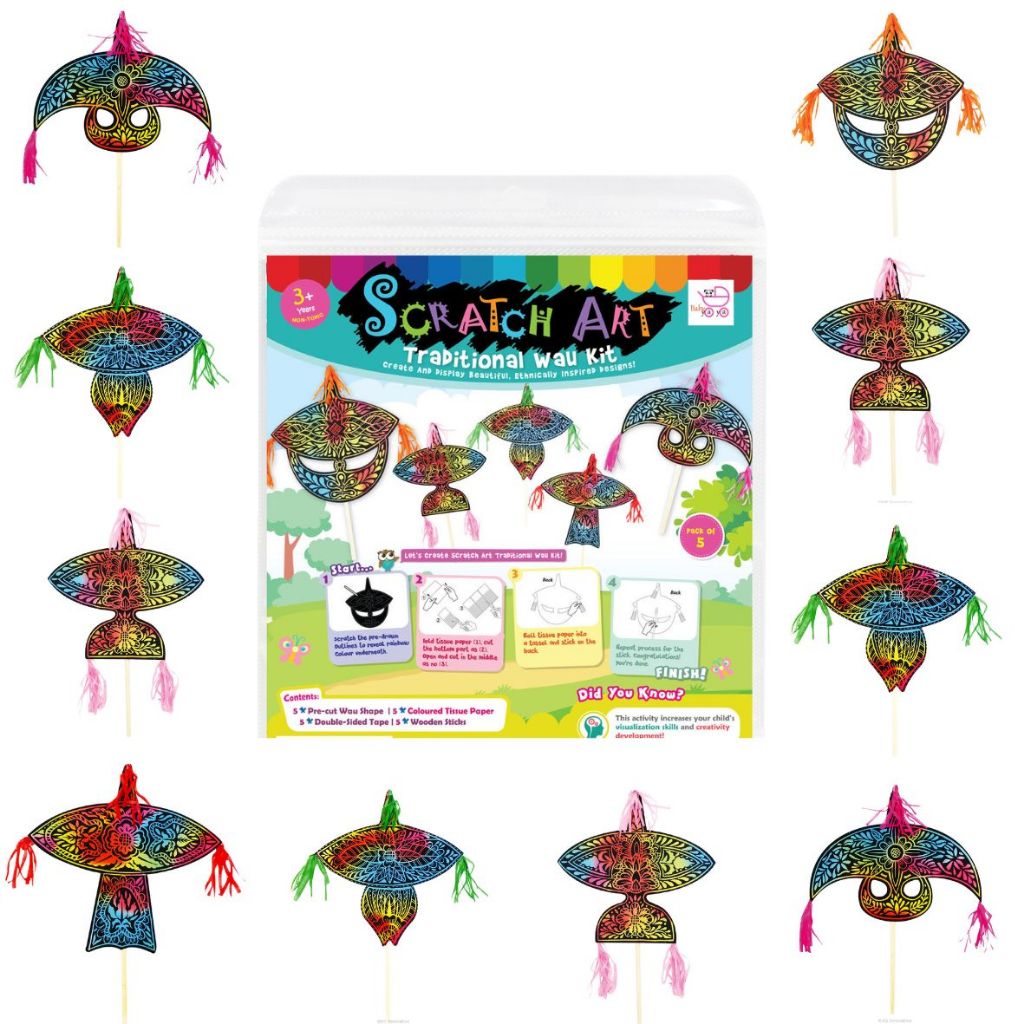 Scratch Art Traditional Wau Stick Kit - 5 Designs / Merdeka Art Craft ...