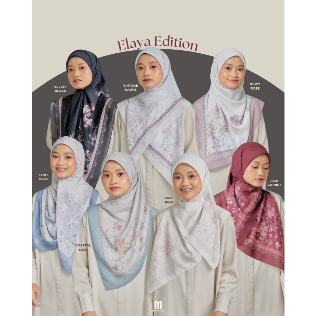 ELAYA EDITION BY MINIMANIS | BAWAL PRINTED BIDANG 50 LABUH | COTTON VOILE | SQUARE HIJAB ...