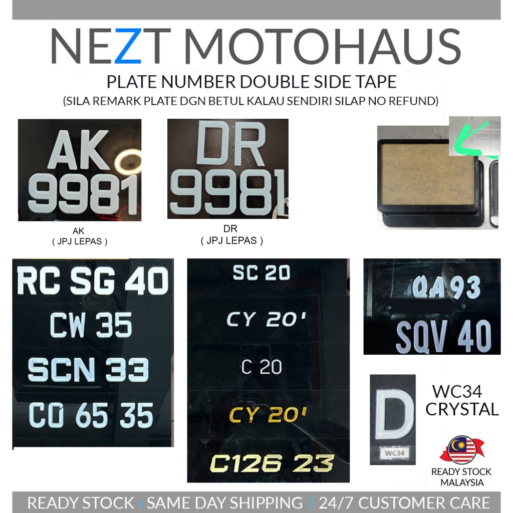 NOMBOR PLATE ANGKA MOTOSIKAL NUMBER PLATE ANGKA DOUBLE SIDED TAPE ...