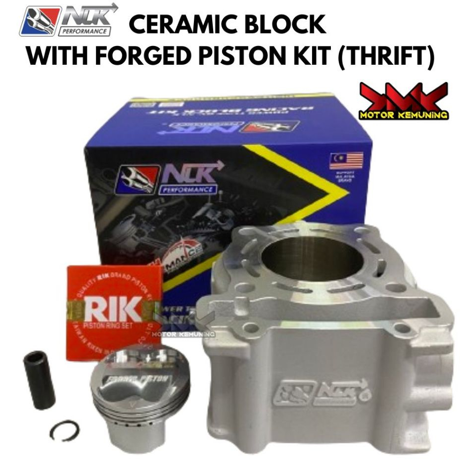 NLK CERAMIC BLOCK WITH FORGED PISTON KIT (THRIFT) Y16 / NVX 58+3MM 60+3MM Y16ZR NVX155 LC Y15 ...