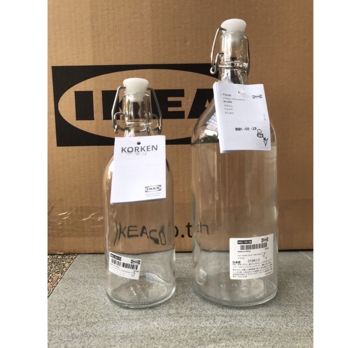 Ikea Clear Glass Water Bottle with Stopper Drinking Glassware Beverages ...