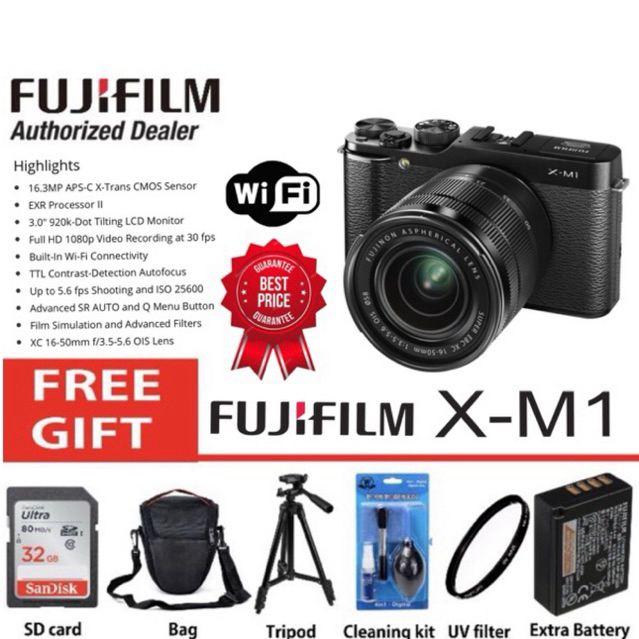 FUJIFILM XM1 16-50mm WIFI FLIP SCREEN MIRROLESS CAMERA FREE EXTRA ...
