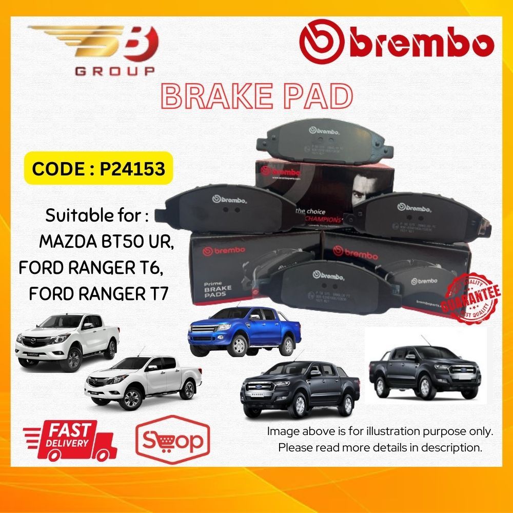 100% Brembo Front Brake Pad Product Code : P24153 for MAZDA BT50 UR ...