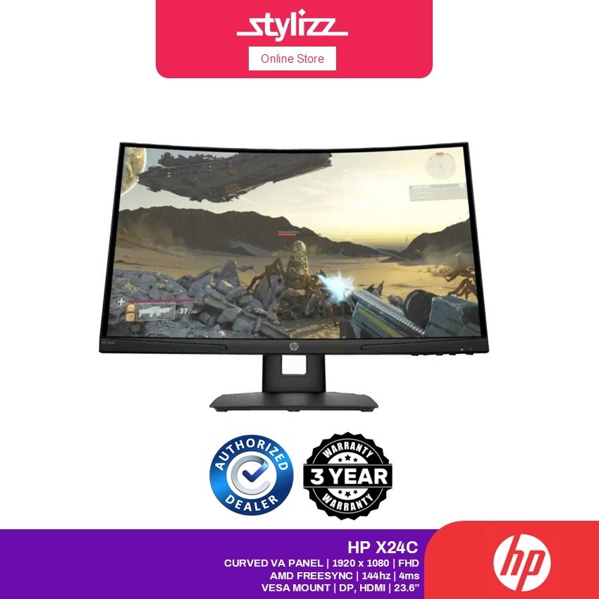 HP X24C CURVE GAMING MONITOR - 23.6" INCH, VA PANEL, 1920 X 1080, FHD ...