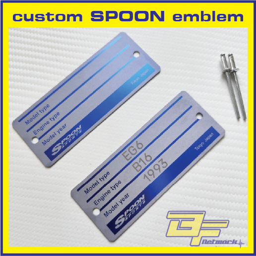 CUSTOM SPOON Aluminium Emblem Plate Spoon Badge JDM HONDA Spoon Plate ...