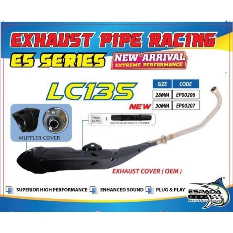 EXHAUST LC135(4S/5S) V1 V2 V3 V4 V5 V6 V7 V8 ESPADA E4 E5 E6 28MM 30MM 32MM 35MM | Shopee Malaysia