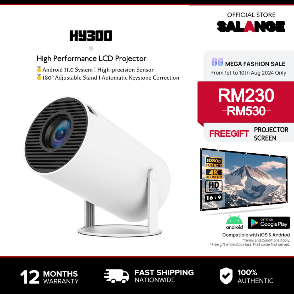 HY300 - Projector 1080P | 4K Support Android 11 Double WIFI With ...