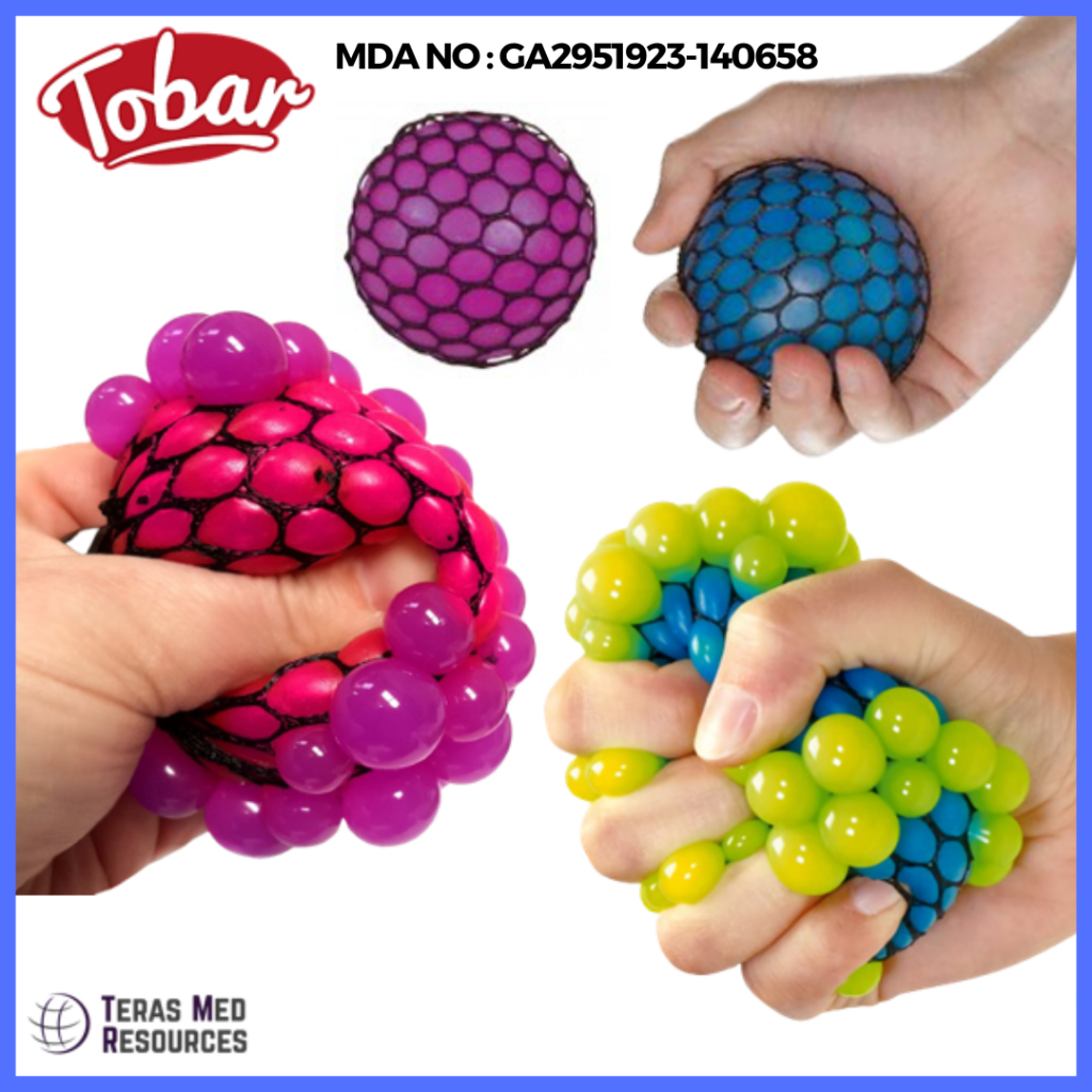 SQUISHY MESH BALL STRESS RELIEF THERAPY HAND SENSORY EXERCISE (ODD BALL ...