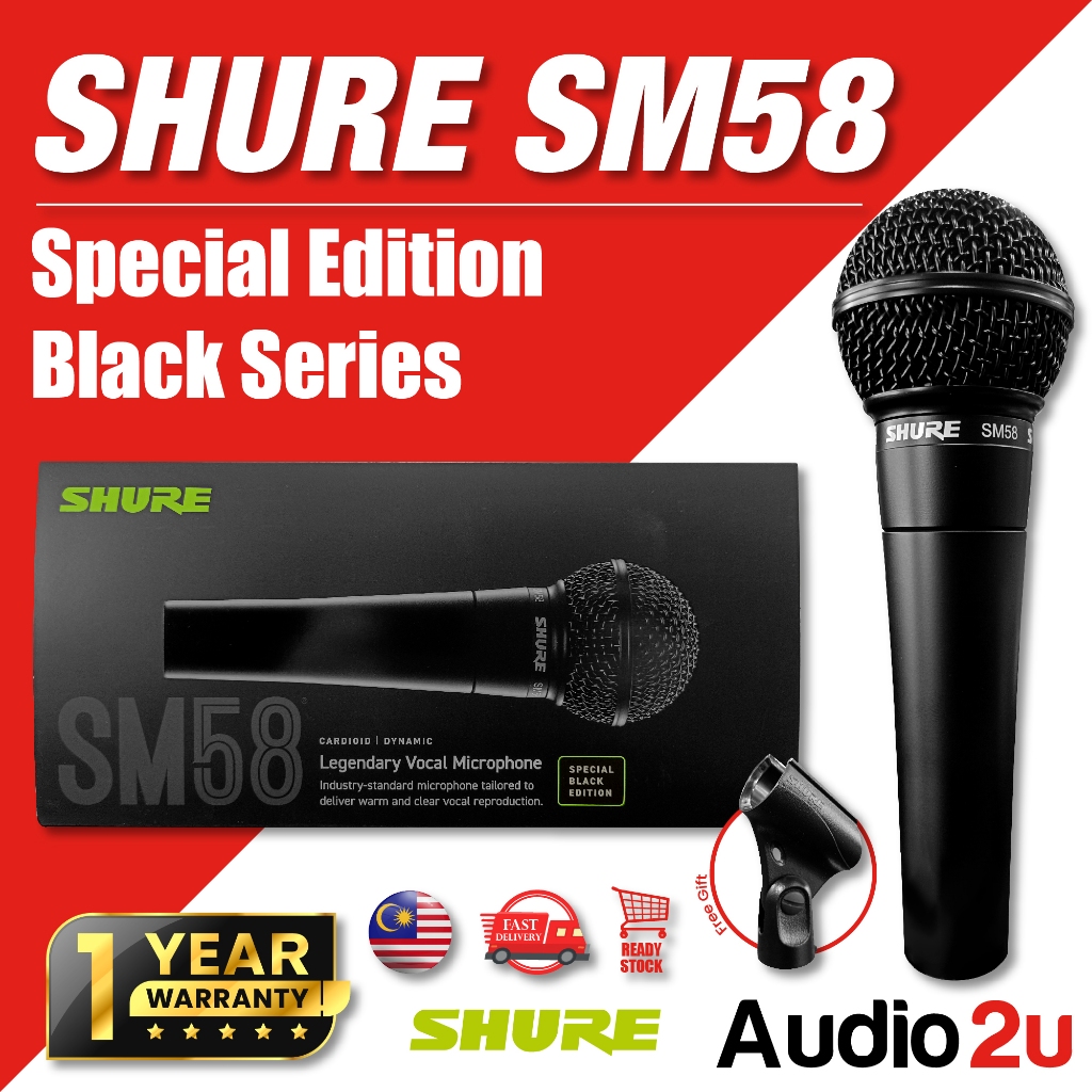 Shure SM58 Dynamic Legendary Vocal Microphone Special Black Edition ...