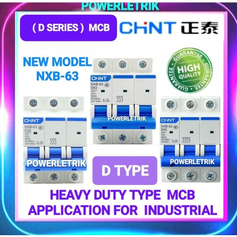 🔥READY STOCK🔥CHINT D SERIES NXB-63 3 POLE 32A 40A 63A MCB / CHINT D ...