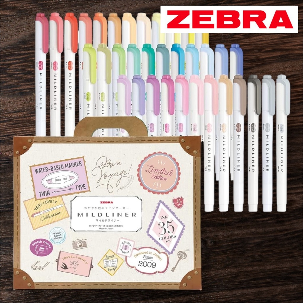 Zebra Mildliner Highlighter 35 Color Set WKT7-35C Markers for Art Study ...