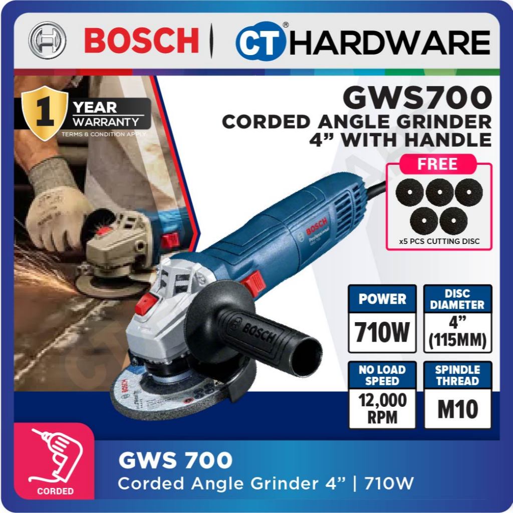 Bosch Corded Angle Grinder 4 Electric Grinder Grinder Pengisar Grinder Sudut GWS700 GWS750 GWS900100 Shopee Malaysia