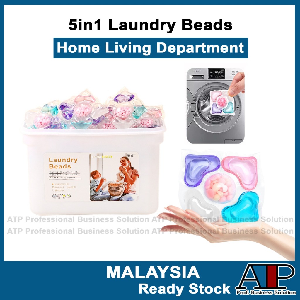 Laundry👕 30 Pcs 5in1 Fragrance Laundry Beads Ball Liquid Gel Detergent ...