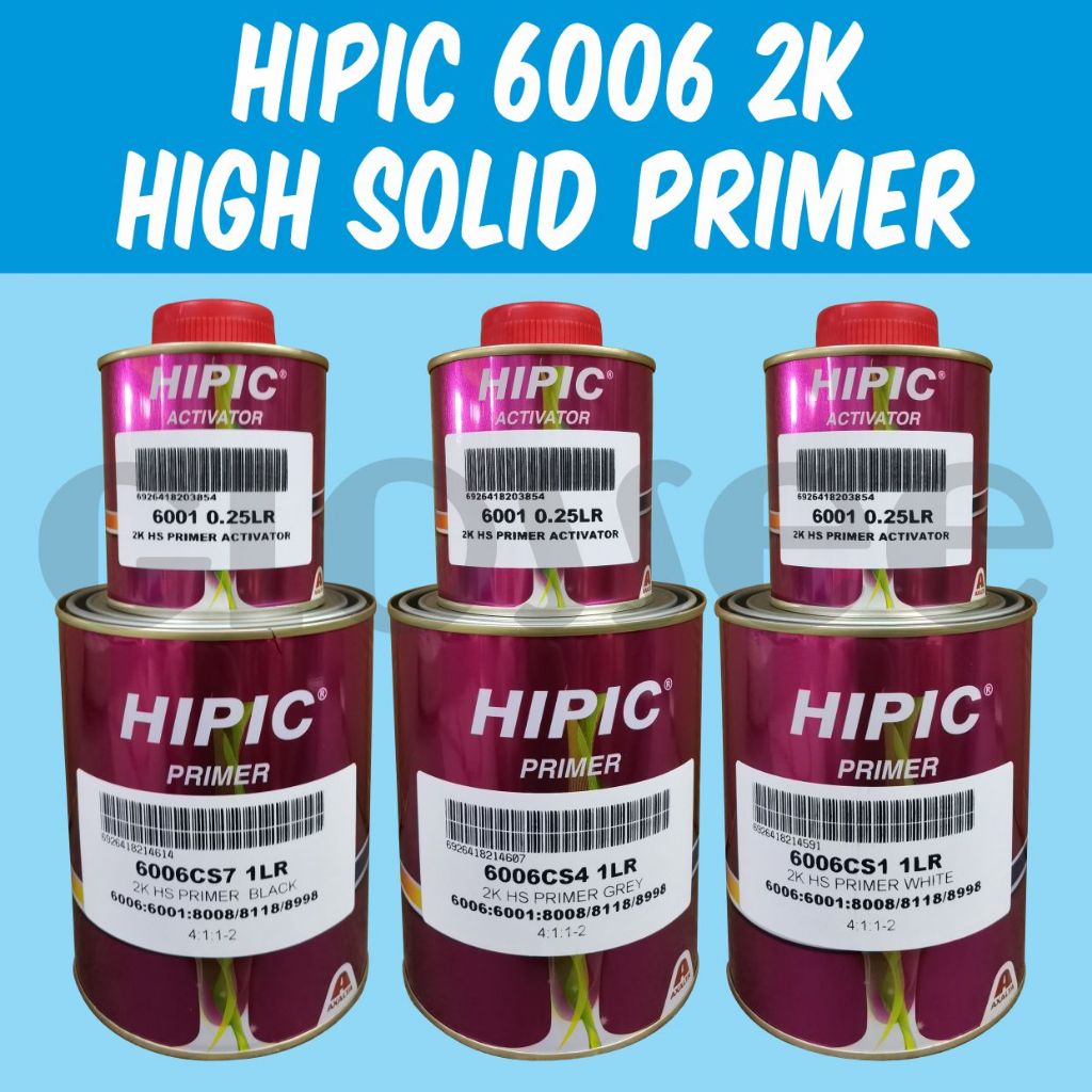 HIPIC 6006 2K HS 4:1 Primer 1L + Hardener 6001 Activator 250ML | Shopee ...