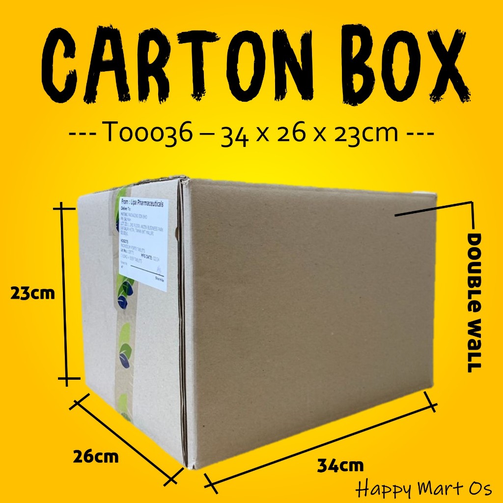 Carton Box 34 x 26 x 23 cm Packaging Box Packing Box Paper Boxes Kotak ...