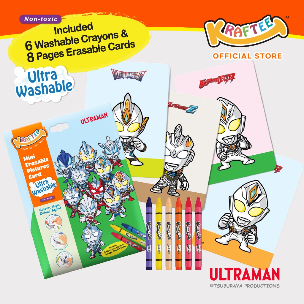 KRAFTEE Ultraman Mix (Mini Art) with 6ct Washable Crayons (Mini Pack ...