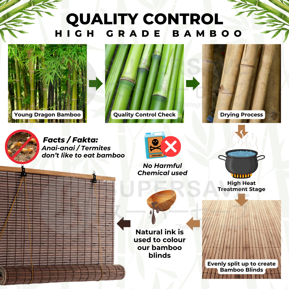 SUPERSAVE Japanese Bamboo Blind Roll Up Blind Bidai Buluh Bidai Kayu ...