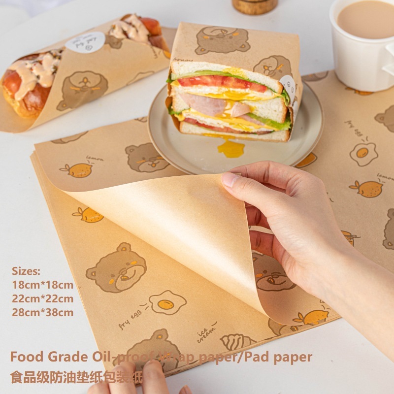 [50pcs]Sandwich Paper Wax Paper Burger Paper Food Wrapping Grease ...