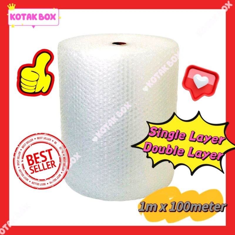 1m x 100meter Single Layer Clear Bubble Wrap / 透明泡泡膜 泡泡卷 | Shopee Malaysia